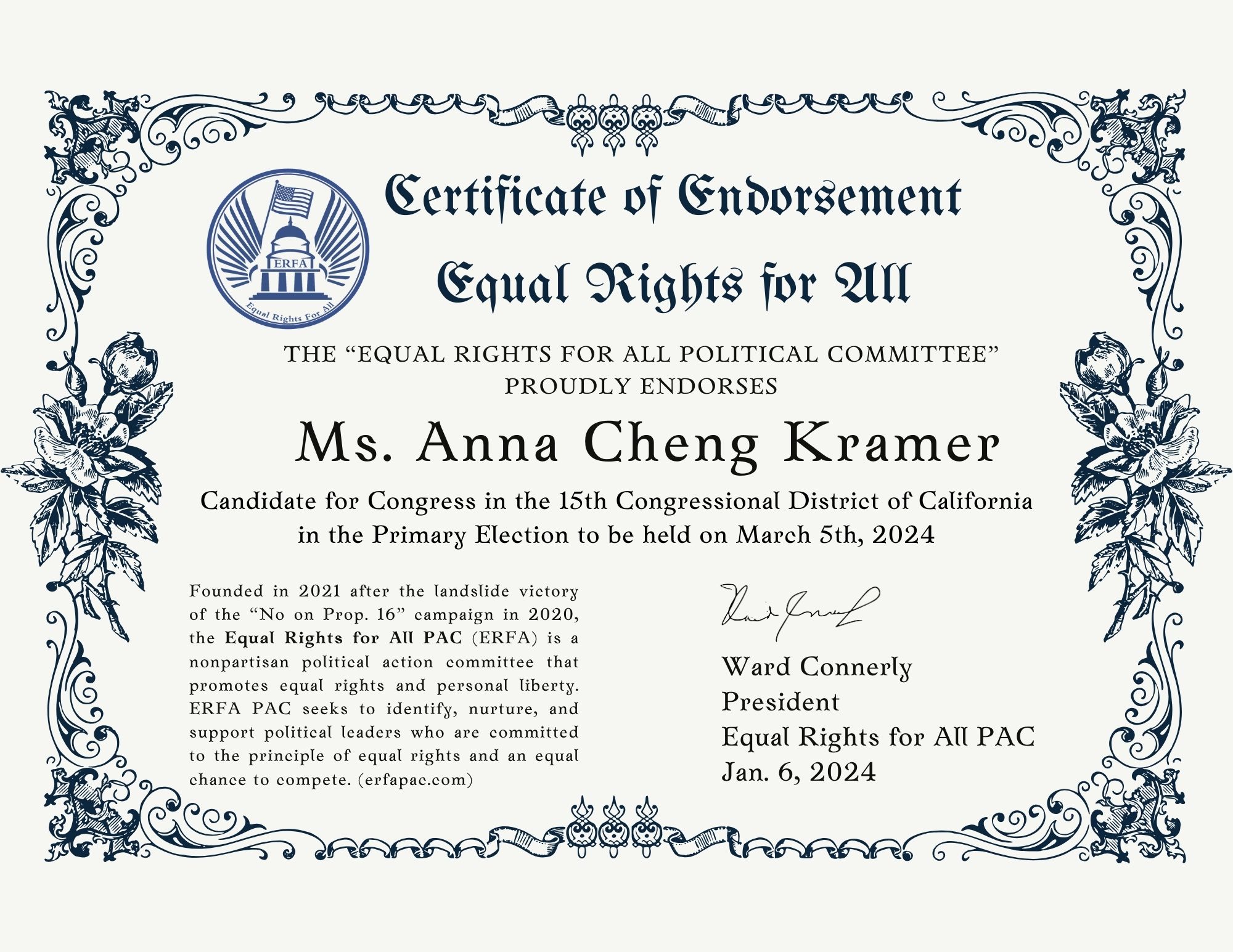 Anna Cheng Kramer for CD-15 - ERFA Endorsed Candidate - Equal Rights ...